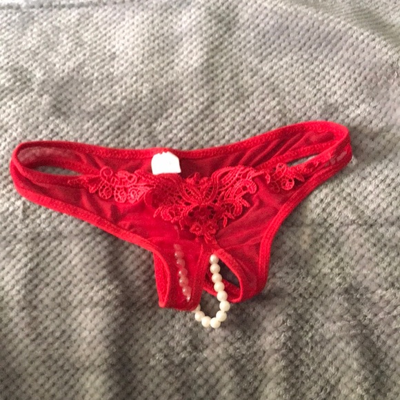 Intimates & Sleepwear | Red Crotchless Pearl Thong | Poshmark